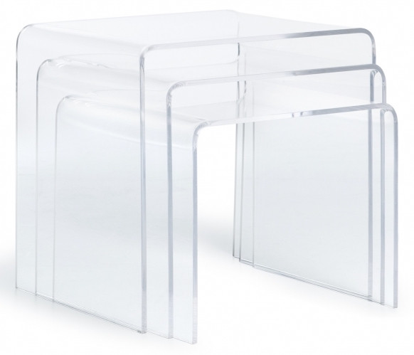 3 tables basses en polycarbonat transparent Jany | MobiExpo.fr