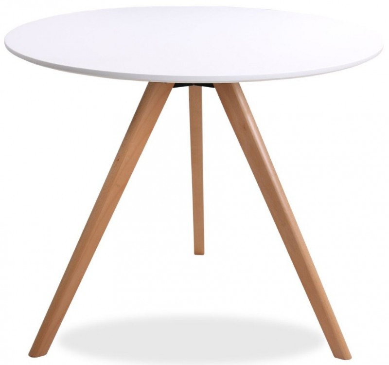 Table ronde bois blanc et hêtre massif clair Yuka | MobiExpo.fr